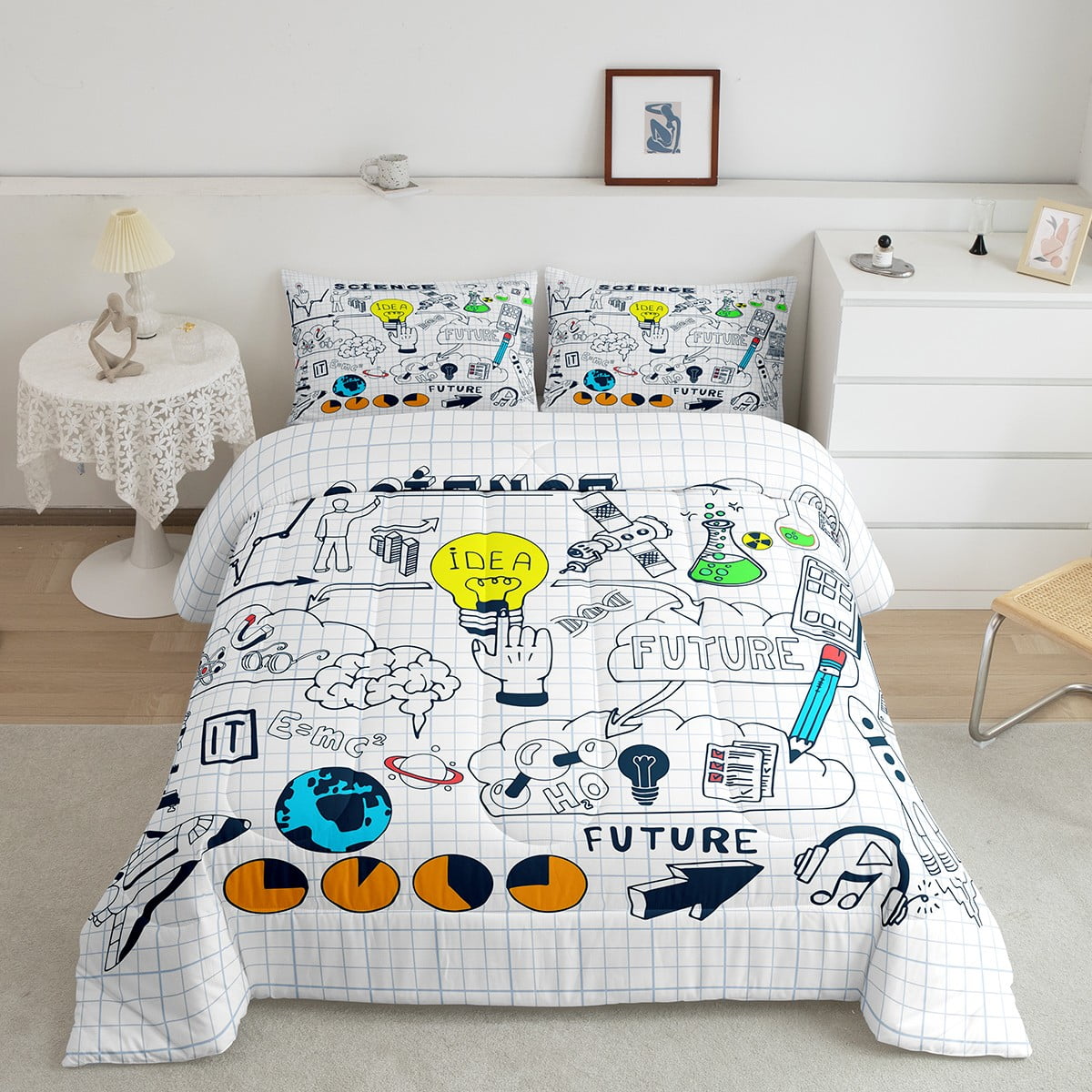 Math Theme Comforter Set Back to School Gifts for Boys Girls Teens ...