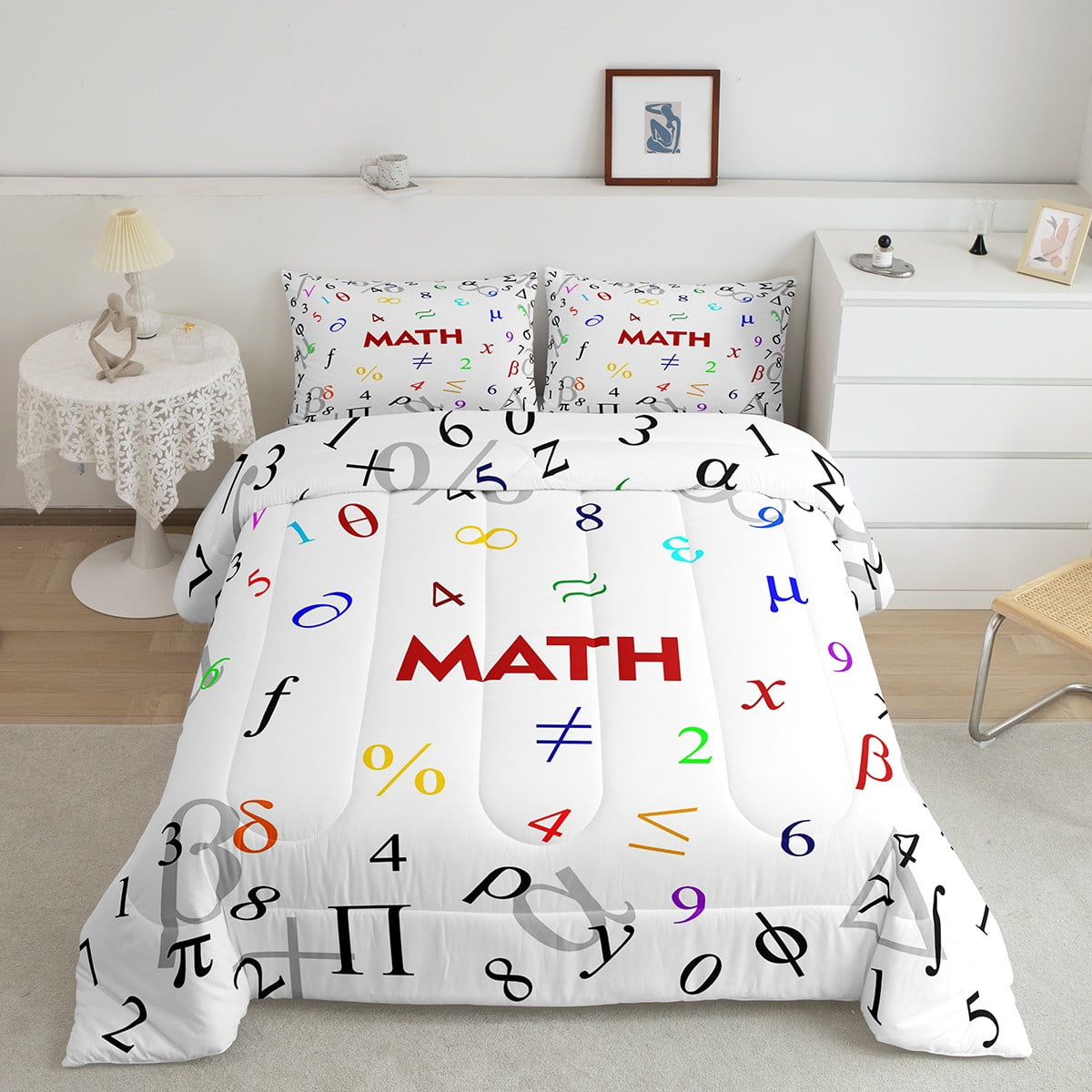 Math Theme Comforter Set King Size Math Equation Bedding for Boys Girls ...