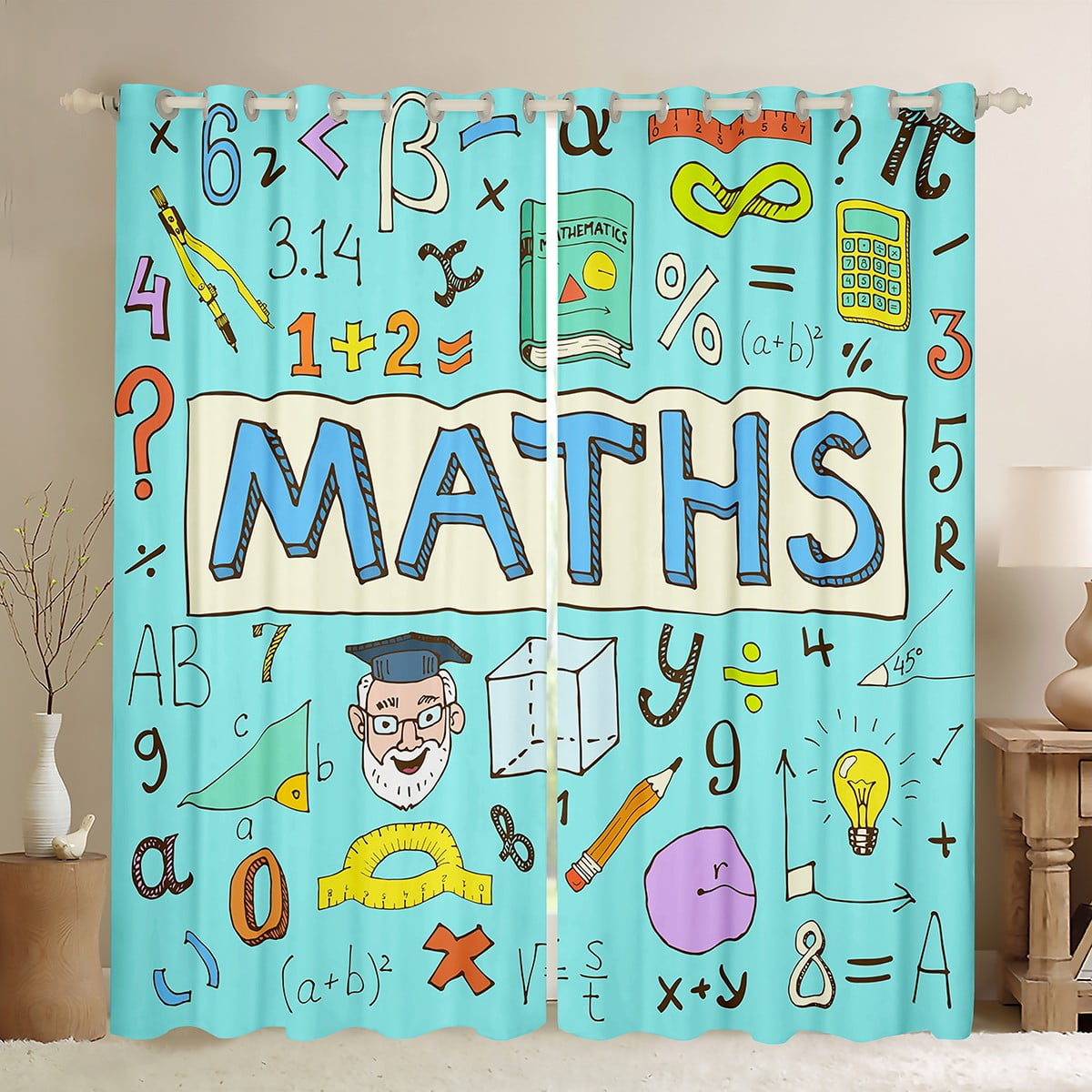 Math Theme Curtains Math Equation Window Curtains Mathematics Formula ...