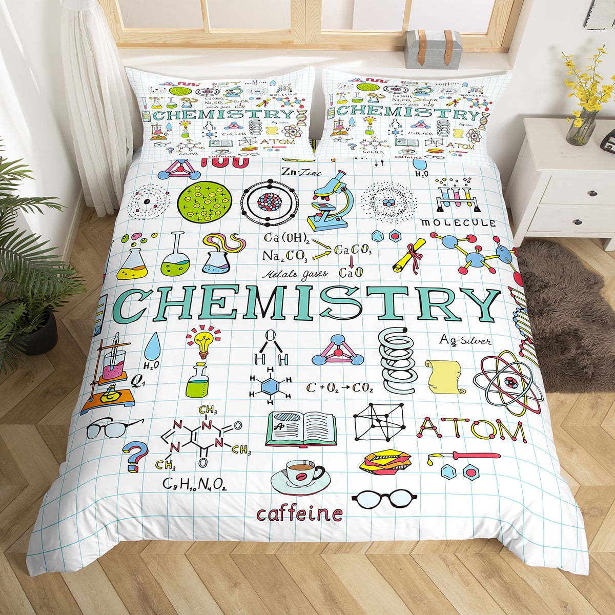 Math Theme Duvet Cover King Chemical Elements Science Theme Bedding Set ...