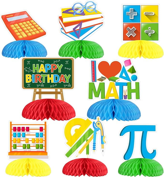 Math Theme Party Decorations - 8PCS Math Honeycomb Centerpieces ...