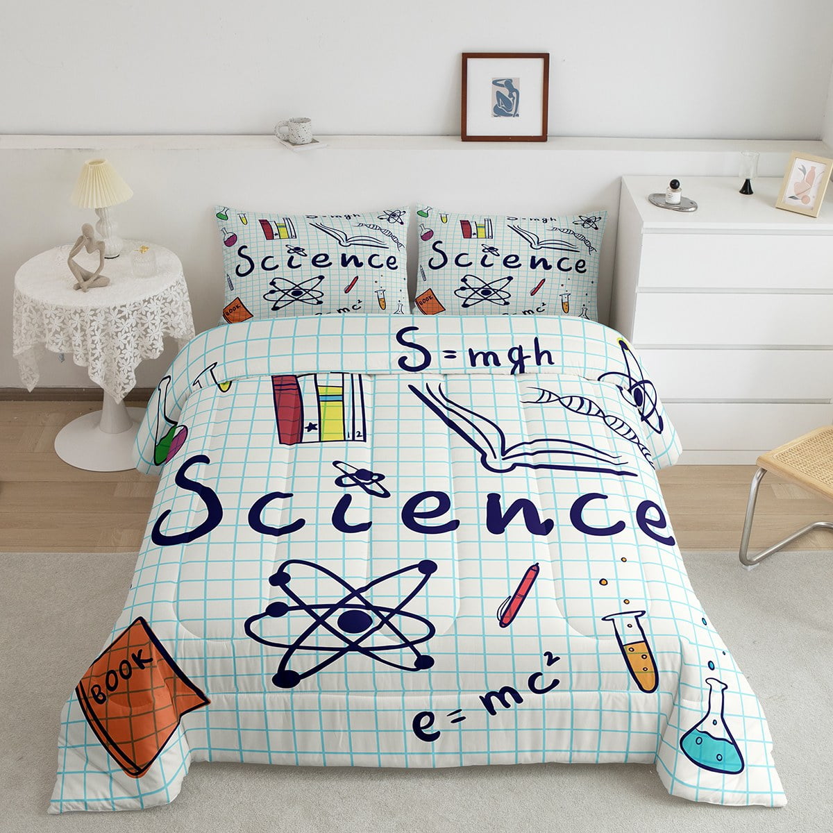 Math Themed Comforter Set King Size for Boys Girls Mathematics Formula ...