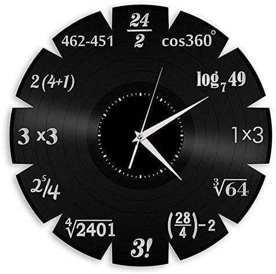 Math Vinyl Wall Clock,Vinyl Record Clock Wall Art Black Handmade Art ...