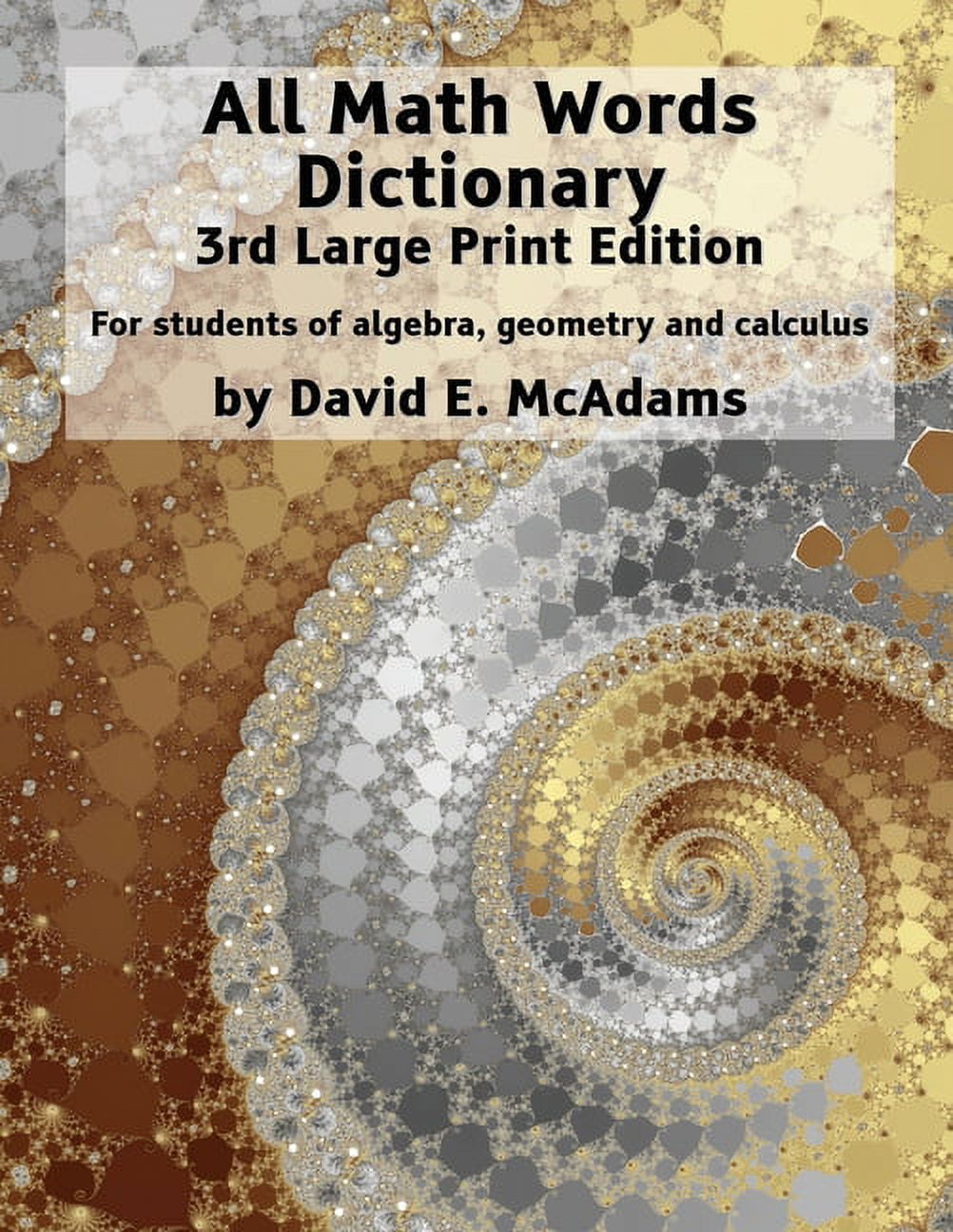 Math Vocabulary AIDS and Dictionaries All Math Words Dictionary: For ...