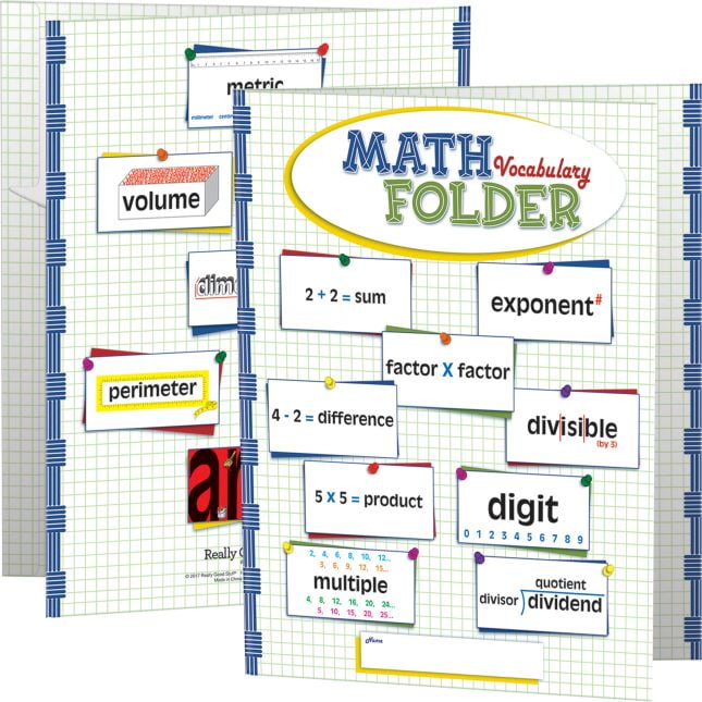 Math Vocabulary Tri-Fold 3-Pocket Folders - Intermediate - 12 folders ...
