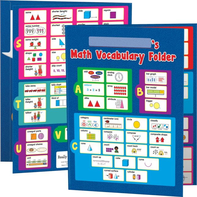 Math Vocabulary Tri-Fold 3-Pocket Folders - Primary - 12 folders ...