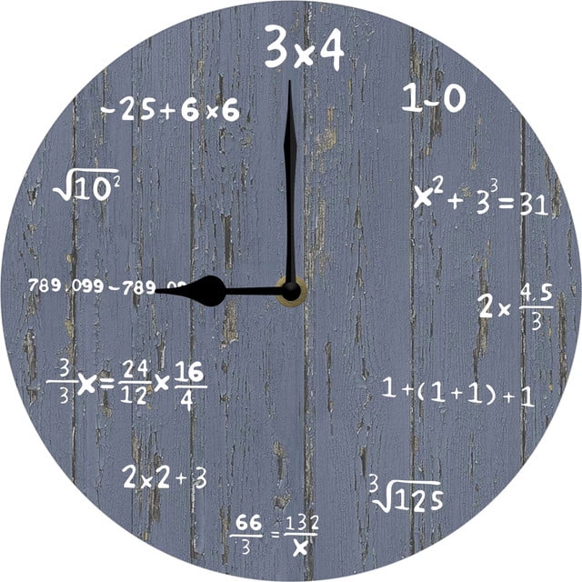Math Wall Clock Black Funny Gift for Teacher/Student/Engineer Graduate 10"x10" Battery Powered ...