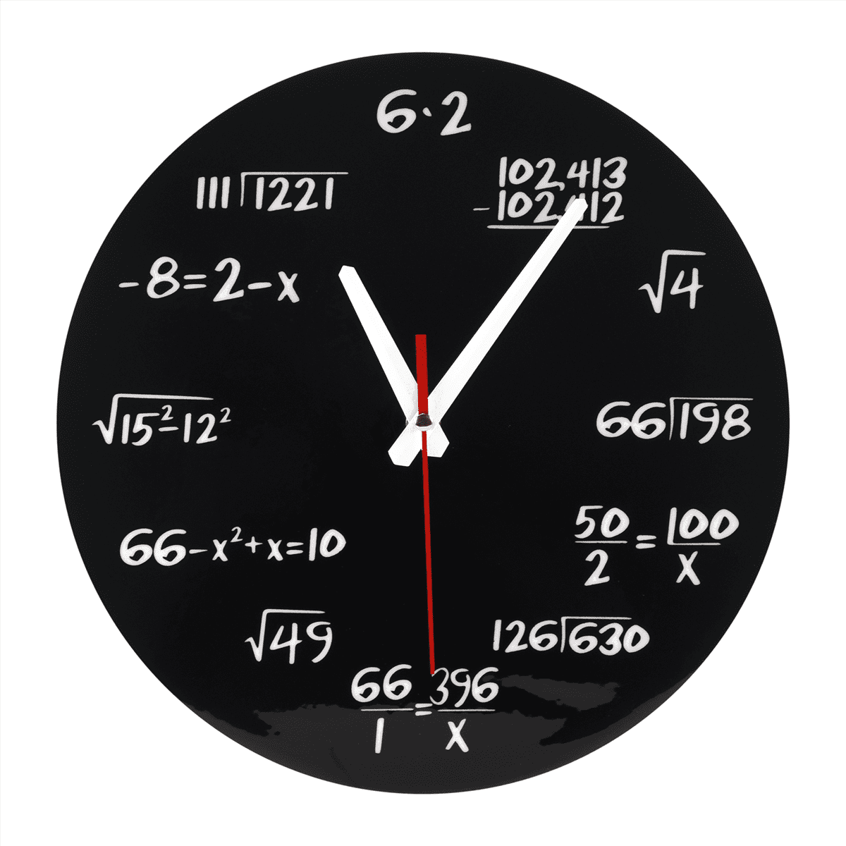 Math Wall Clock , Formulas Quiz in Black and White Unique Equation for ...