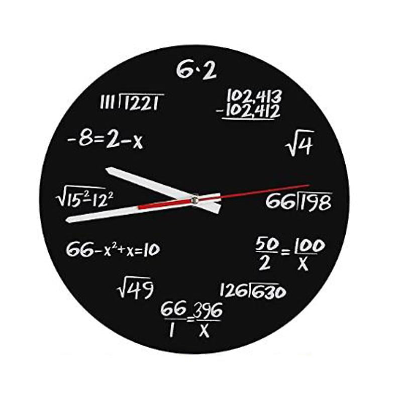 Math Wall Clock , Math Formulas Clock Quiz Clock In Black And White ...