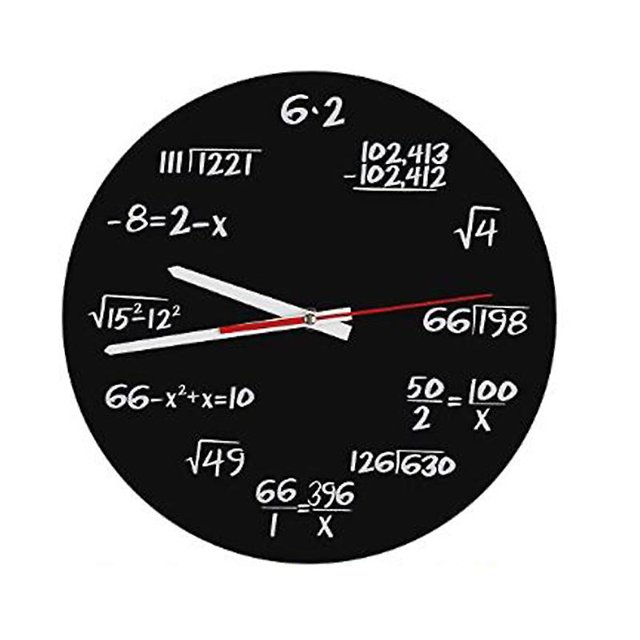 Math Wall Clock , Math Formulas Clock Quiz Clock In Black And White ...