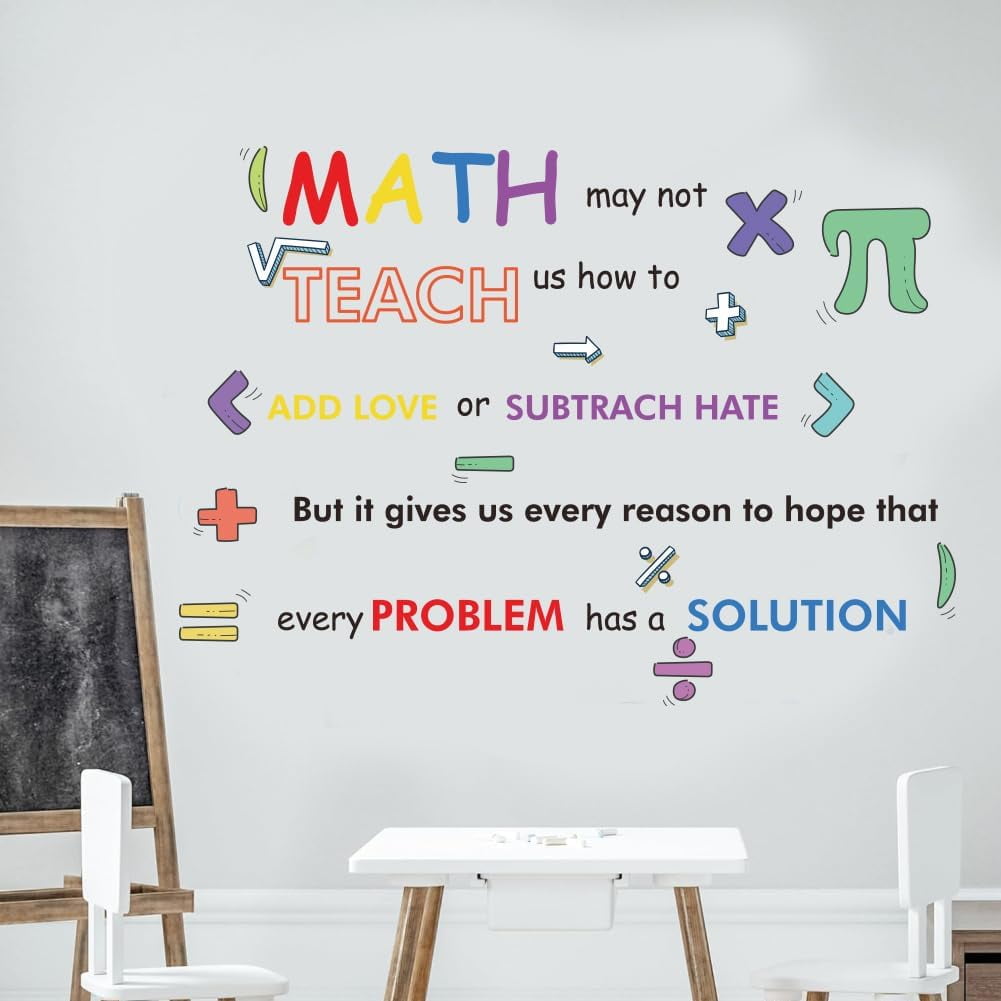 Math Wall Sticker Colorfu Math Signs Vinyl Wall Decals Motivational ...