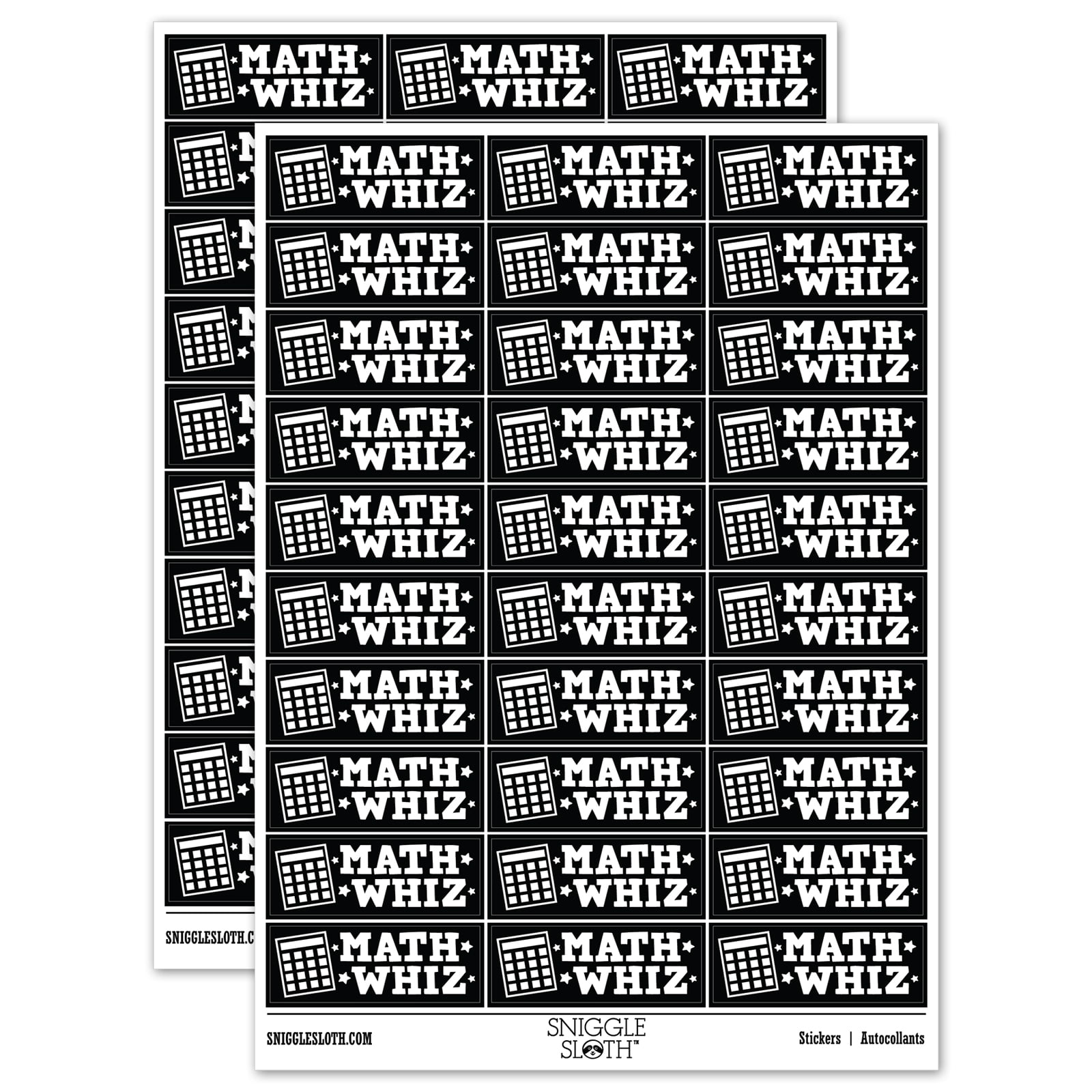 Math Whiz Calculator Teacher Student School Sticker Set - Black - Gloss ...