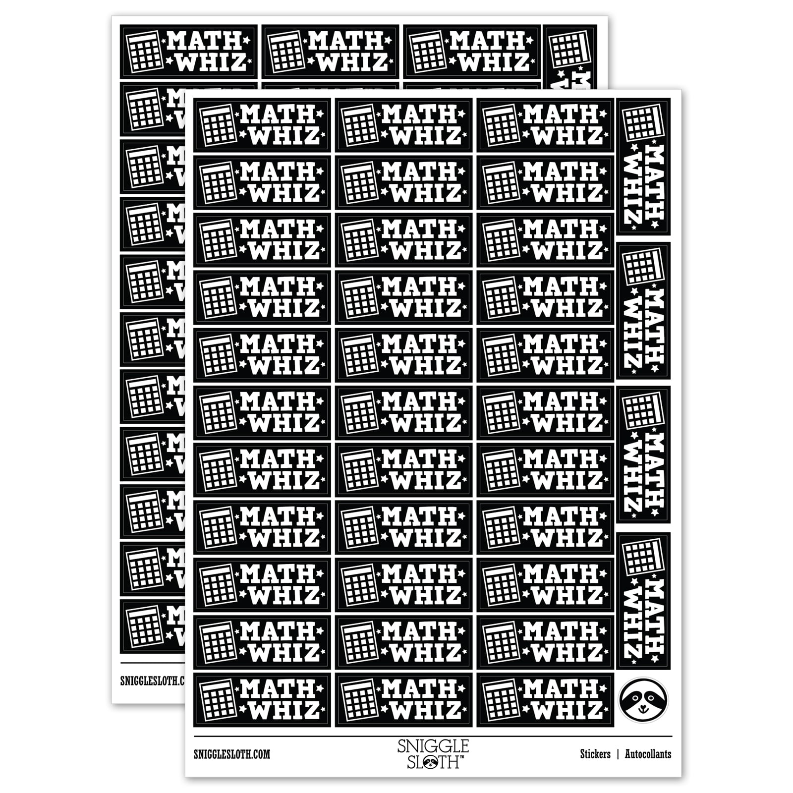 Math Whiz Calculator Teacher Student School Sticker Set - Black - Matte ...