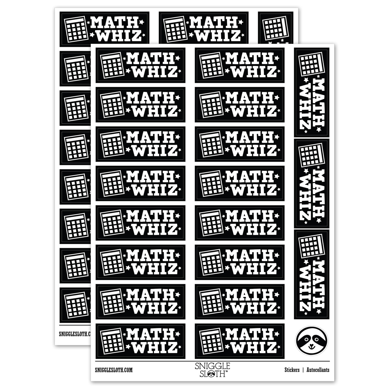 Math Whiz Calculator Teacher Student School Sticker Set - Black - Matte ...
