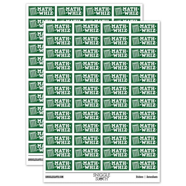 Math Whiz Calculator Teacher Student School Sticker Set - Dark Green ...
