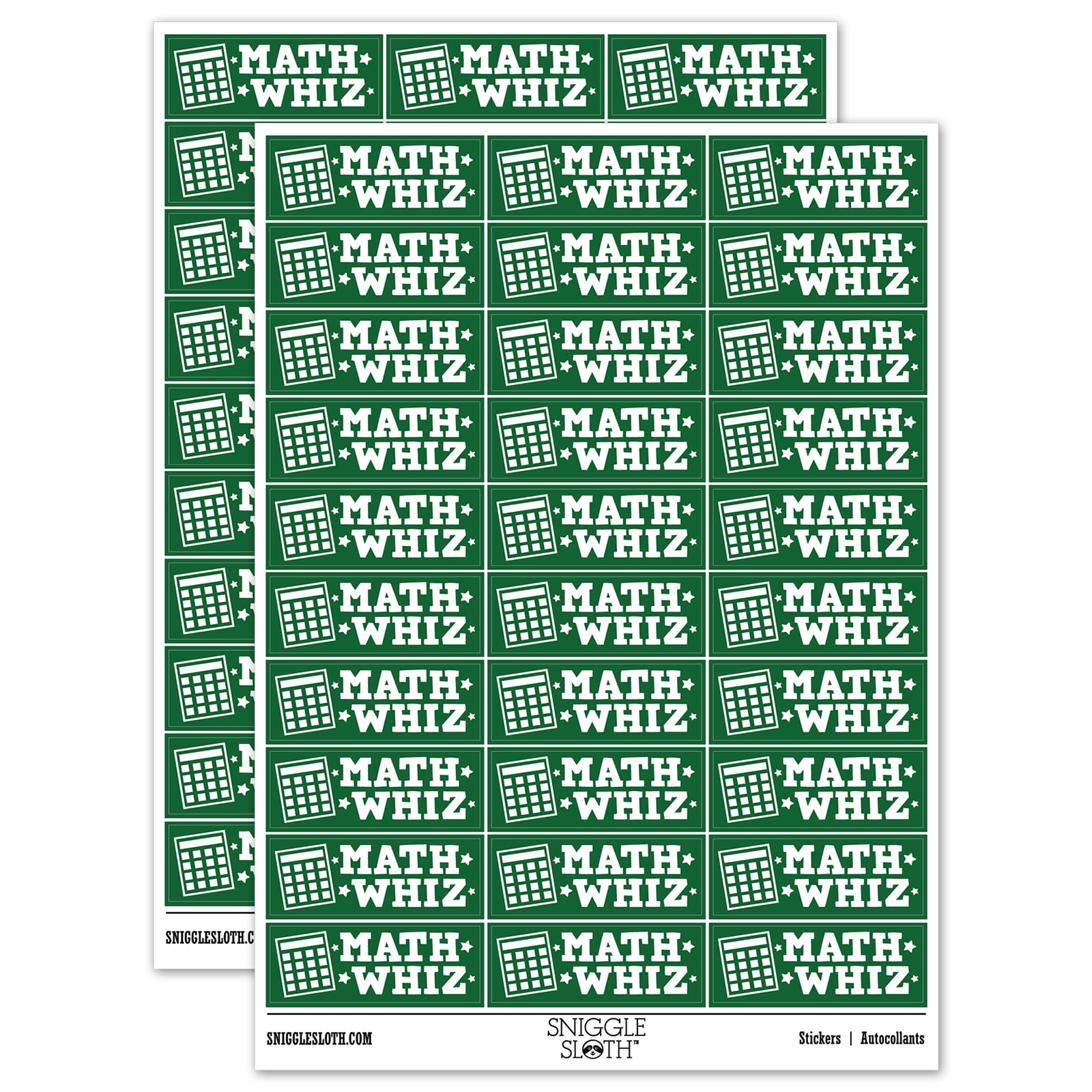 Math Whiz Calculator Teacher Student School Sticker Set - Dark Green ...