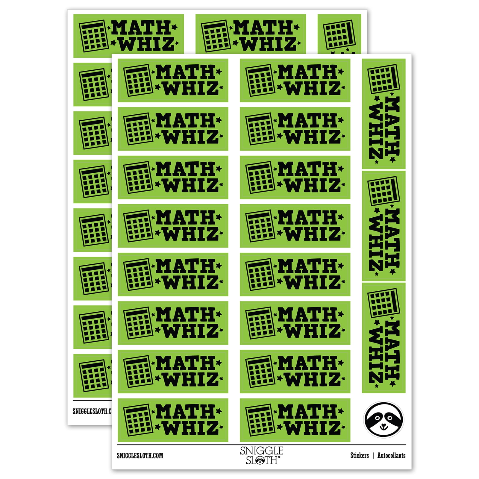 Math Whiz Calculator Teacher Student School Sticker Set - Light Green ...