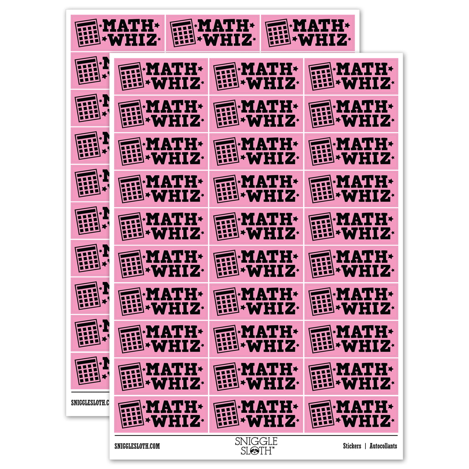 Math Whiz Calculator Teacher Student School Sticker Set - Light Pink ...