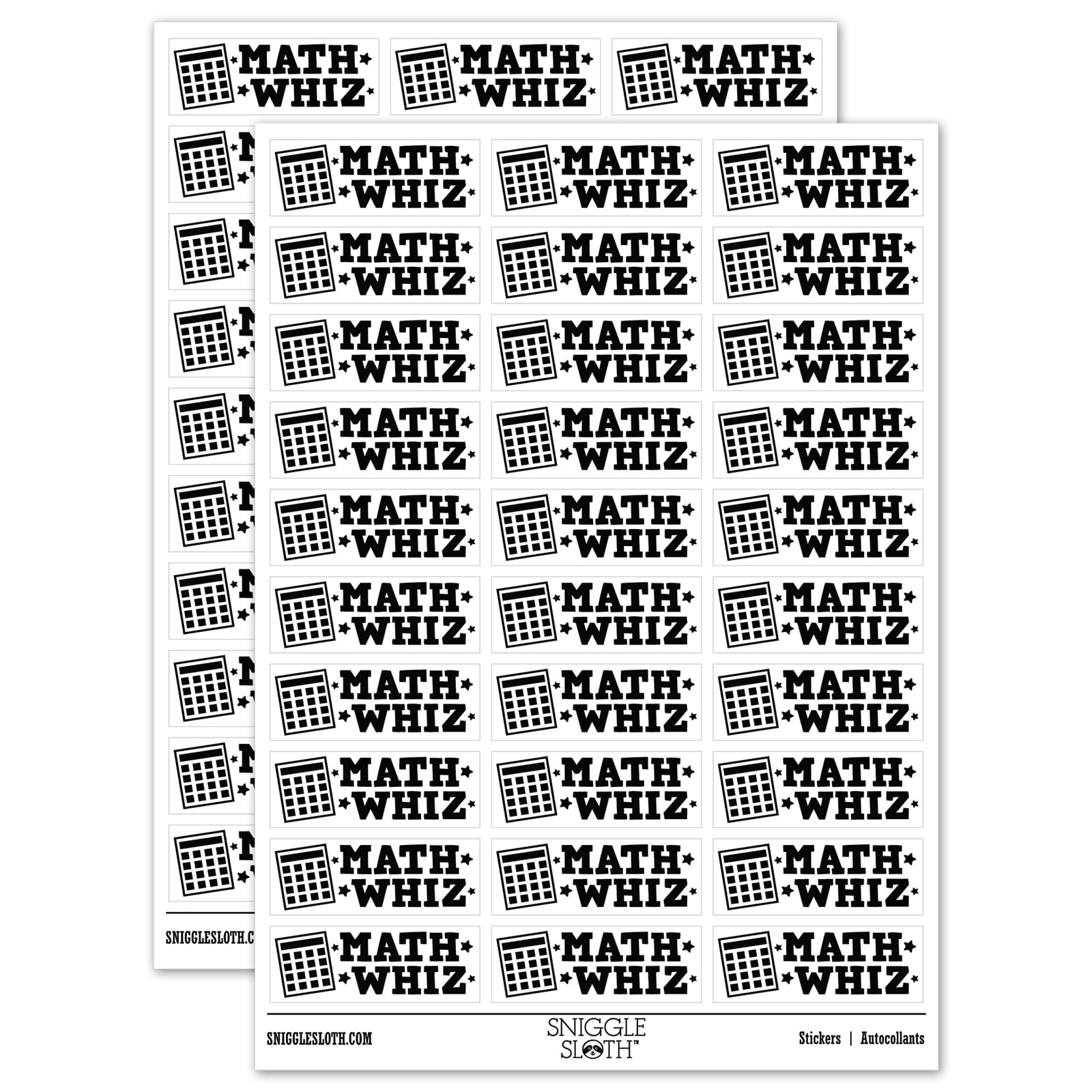 Math Whiz Calculator Teacher Student School Sticker Set - White - Gloss ...
