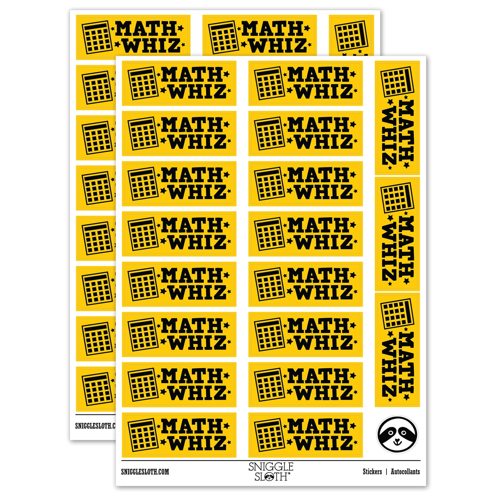 Math Whiz Calculator Teacher Student School Sticker Set - Yellow ...