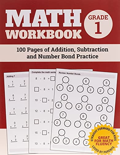 Pre-Owned Math Workbook Grade 1: 100 Pages of Addition, Subtraction and ...