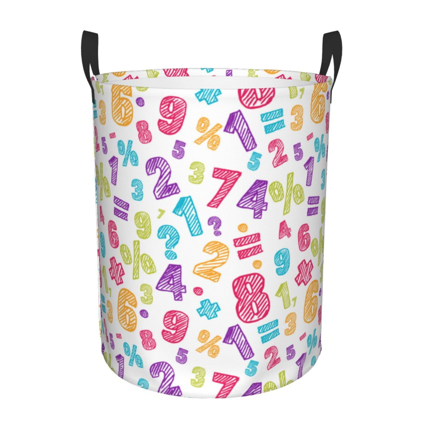 Math colorful number Laundry Basket with Handles - Freestanding Laundry ...