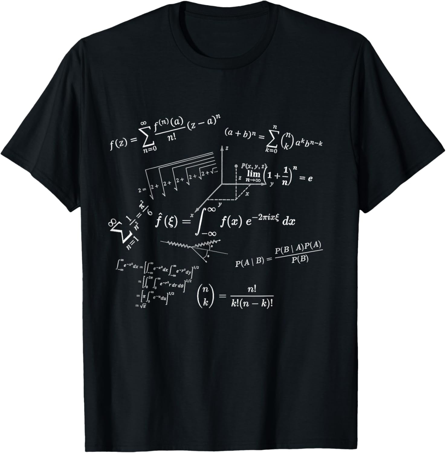 Math equations and formulas, algebra, calculus and science T-Shirt men ...
