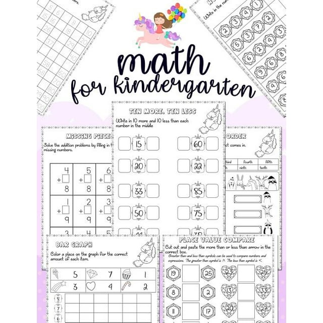 Math for Kindergarten: Unicorn Math Activity Book for Kindergarten and ...