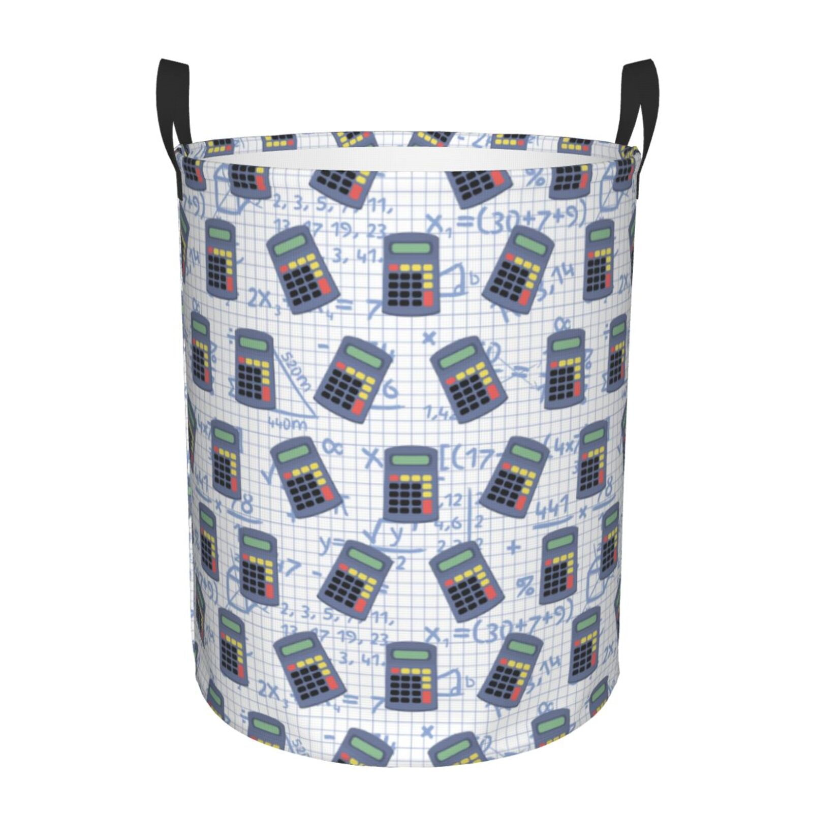 Math number Print calculator Laundry Basket with Handles - Freestanding ...