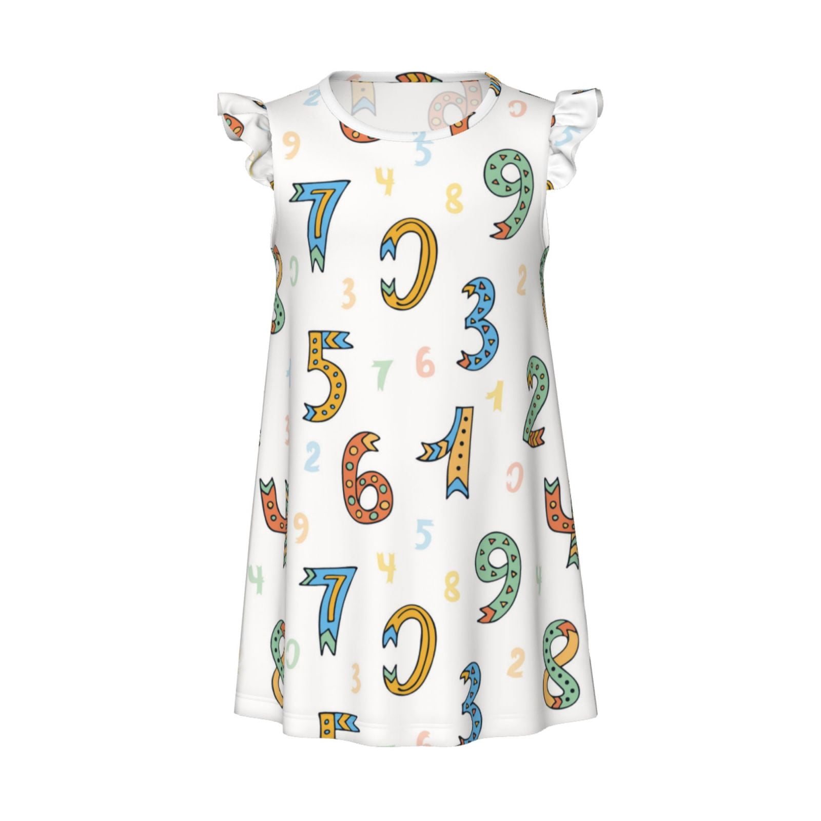 Math number Print cartoon Girls Nightgowns, Flutter Sleeve Pajamas ...