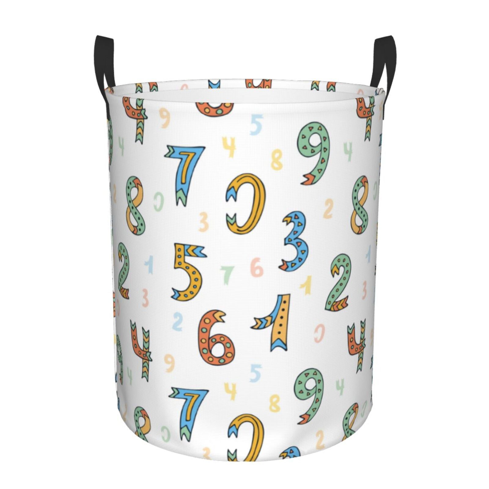Math number Print cartoon Round Laundry Basket, Laundry Hamper with ...