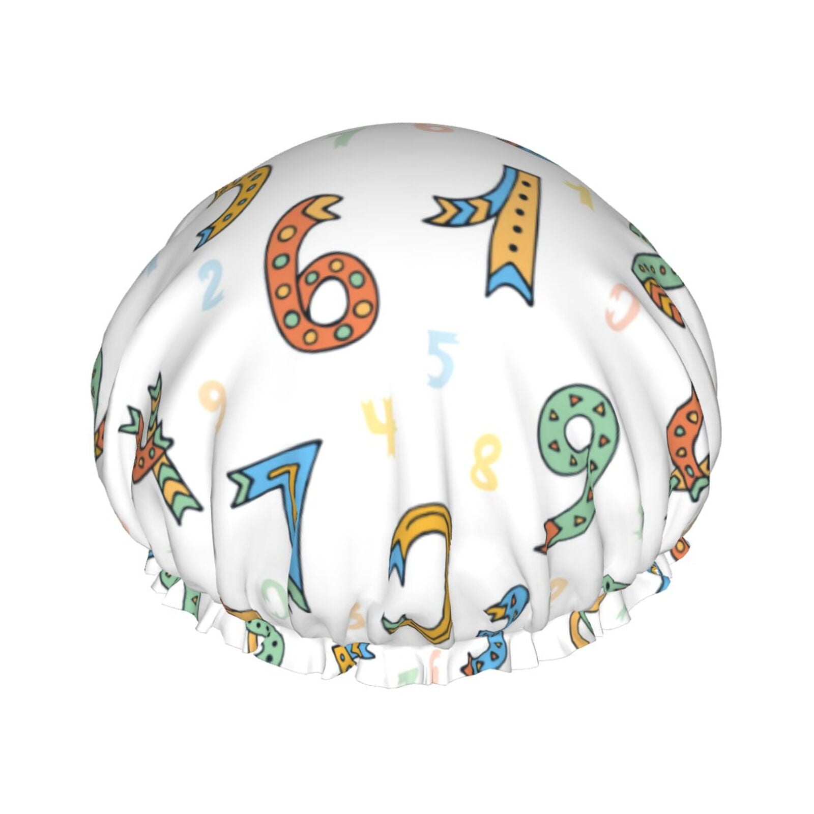 Math number Print cartoon Shower Cap, Double Layers Shower Cap ...