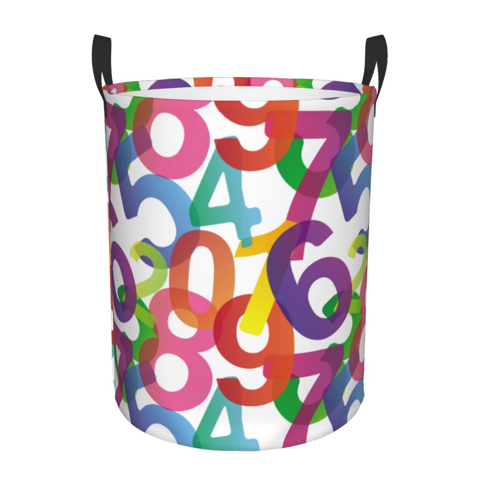 Math number Print colorful Round Laundry Basket, Laundry Hamper with ...