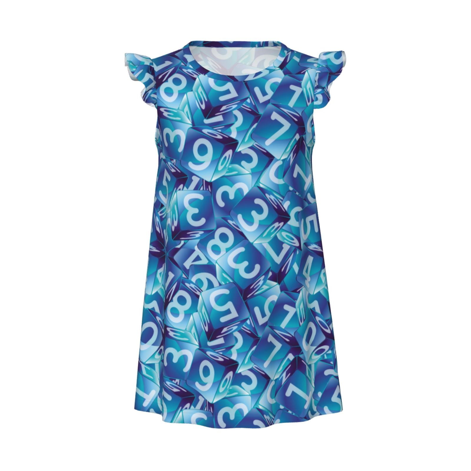 Math number dice Print Girls Nightgowns, Short Sleeves Princess Dress ...