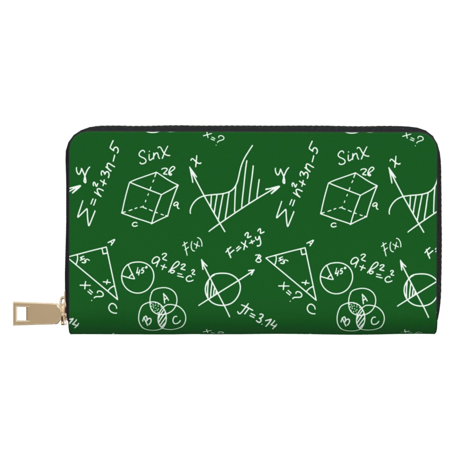 Math pattern green Wallet Women, Leather Bifold Multi Card Wallet ...