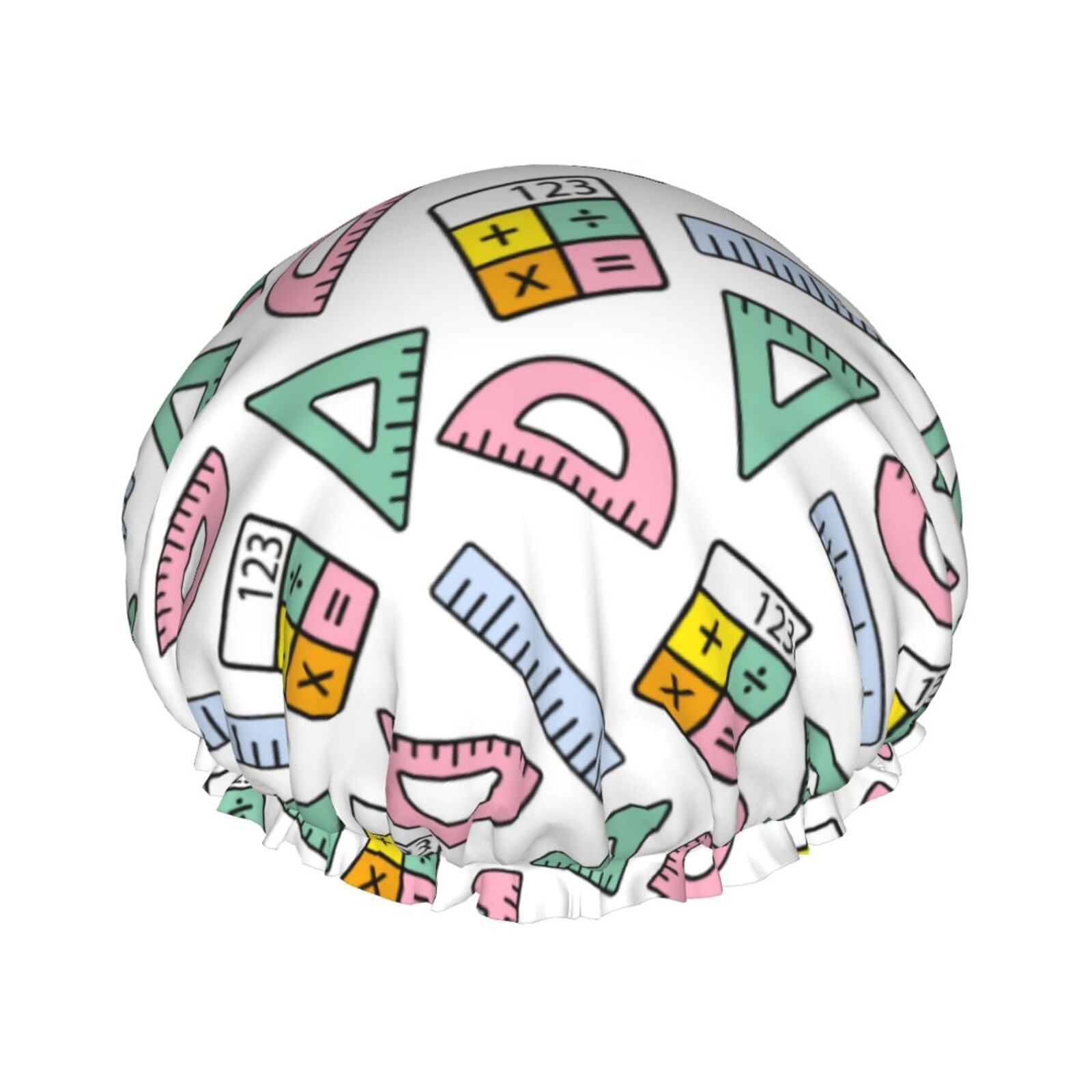 Math ruler Print colorful Shower Cap, Reusable Bath Hair Hat for all ...