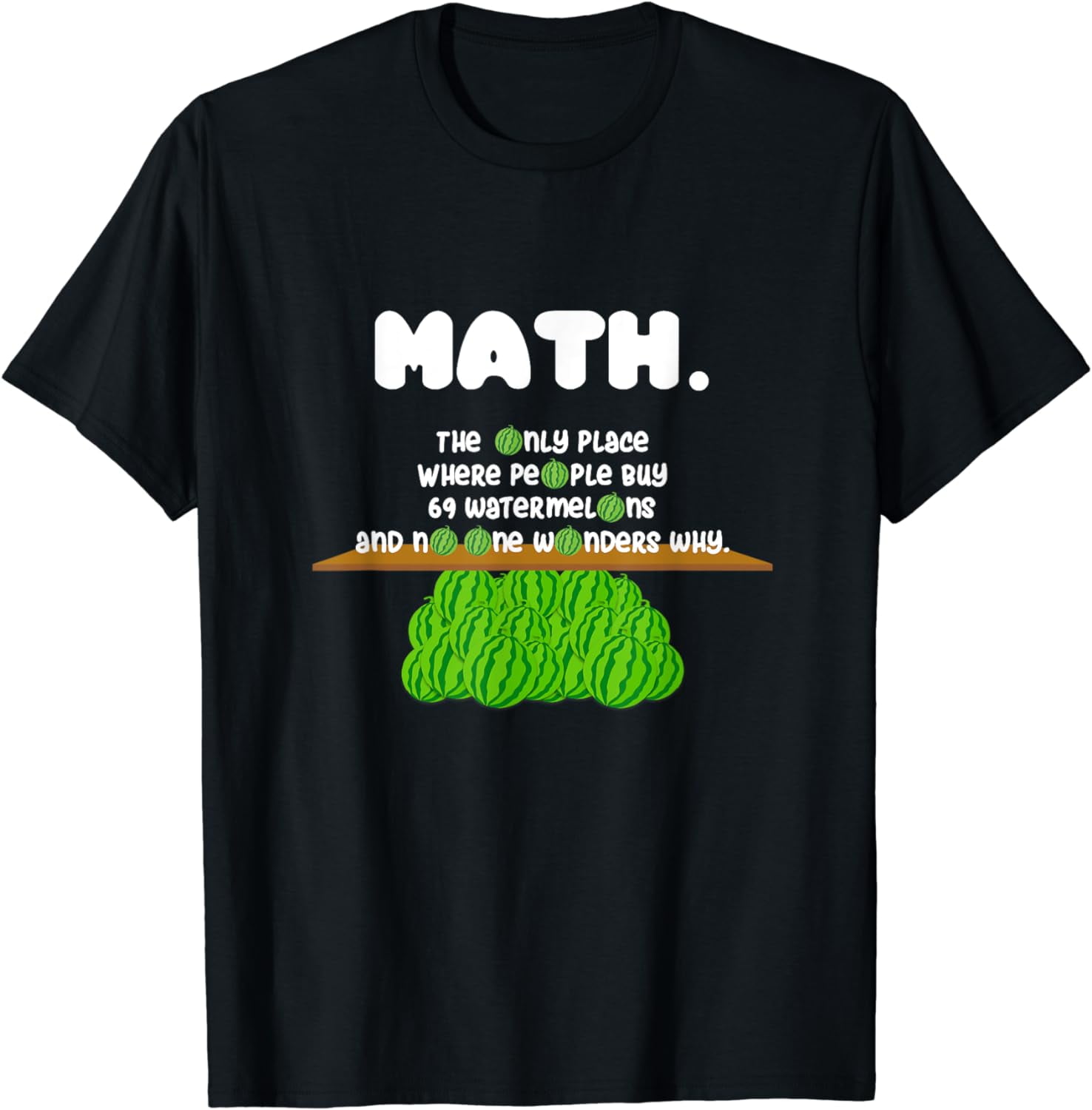 Math the only place where people buy 69 watermelons Math T-Shirt ...