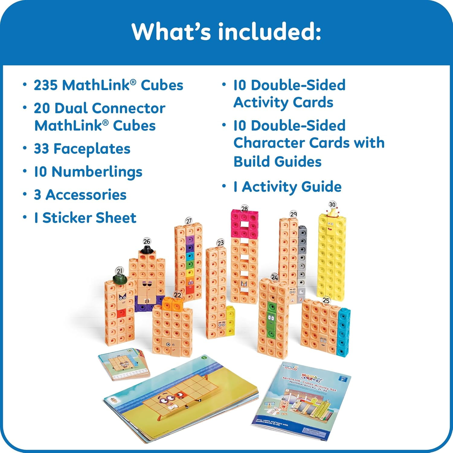 MathLink Cubes Numberblocks 21-30 Activity Set, Preschool Learning Toys, Counting Blocks ...