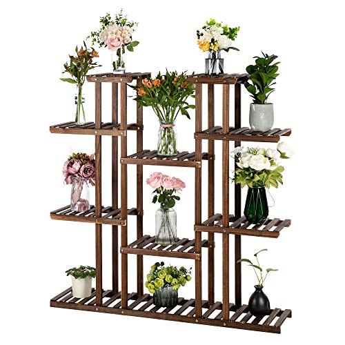 MathRose Wood Plant Stand Indoor Outdoor, Wooden Plant Display Multi ...