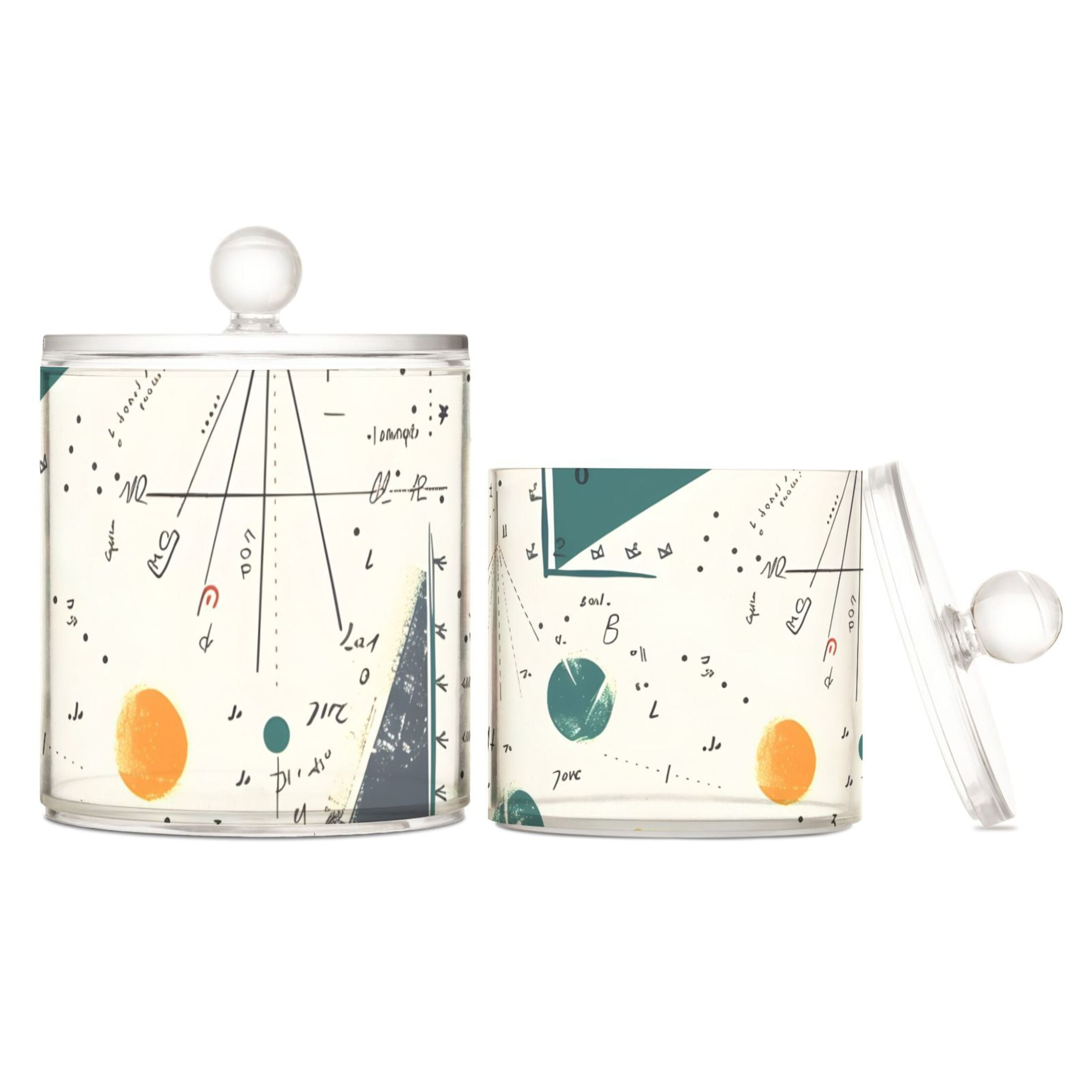 Mathematic and Geometric Shapes with Formulas Translucent Plastic Cans ...