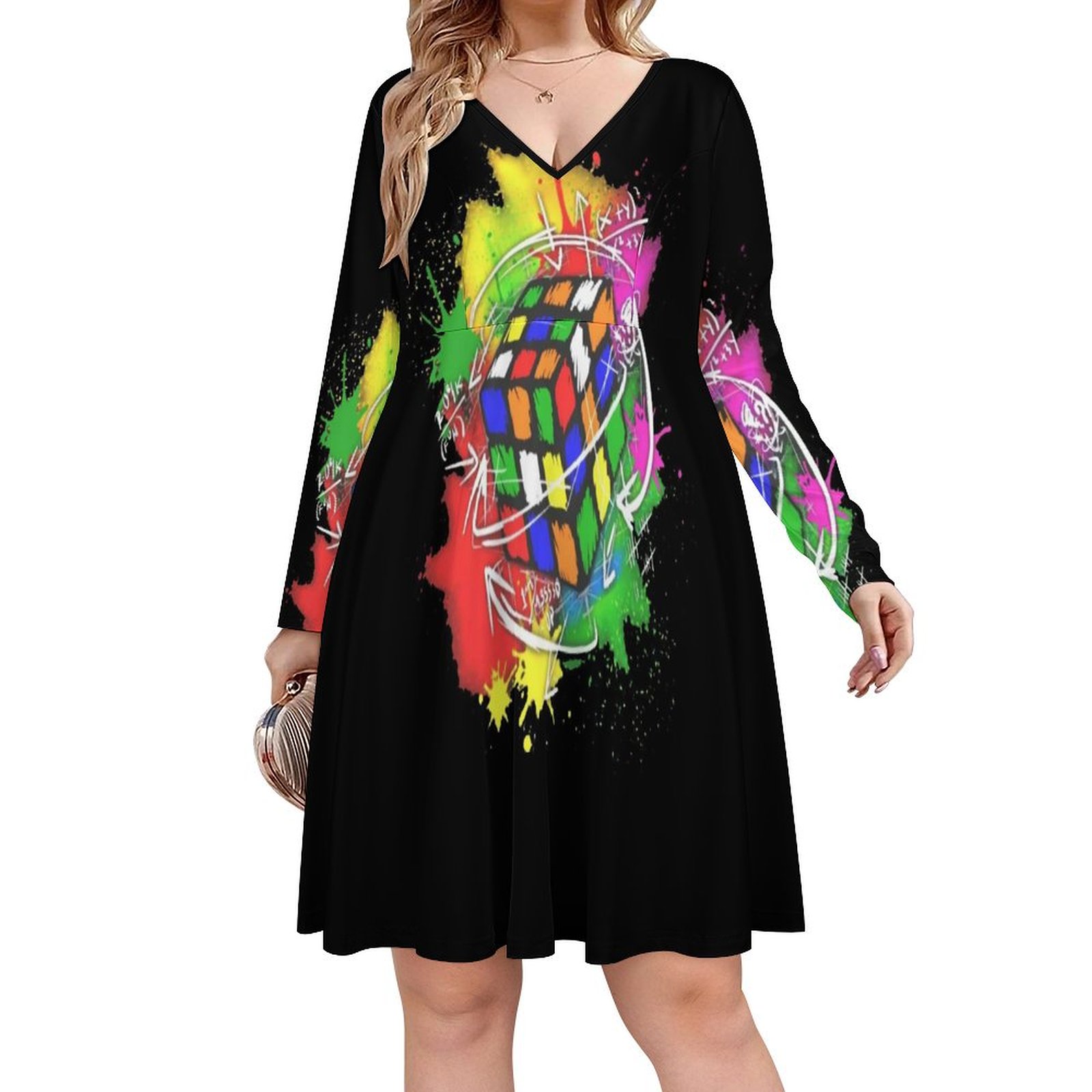 Mathematical Formula Cubo Long Sleeve Sexy Dresses For Women Ladies ...