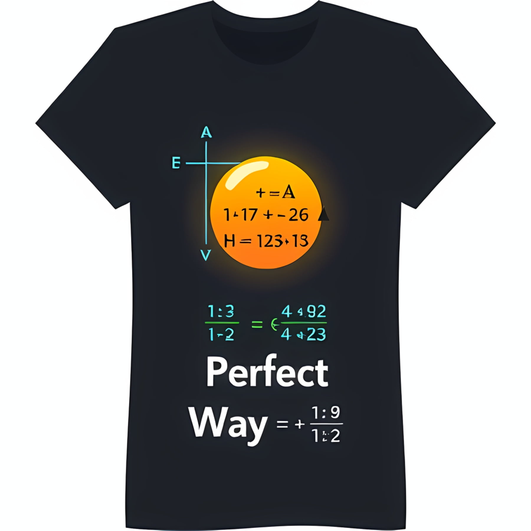 Mathematical Graphic Black T-Shirt with Colorful Circle Design ...