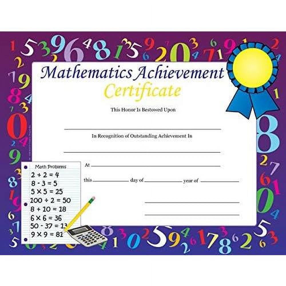 Mathematics Achievement Recognition Certificates- 30 In A Package, Math ...