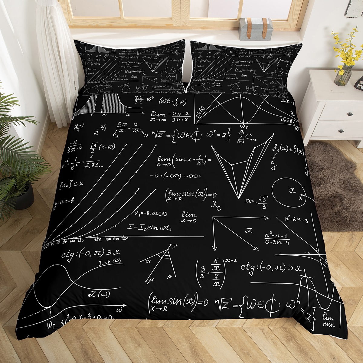 Mathematics Comforter Cover Dark Blackboard Backdrop Duvet Cover for ...