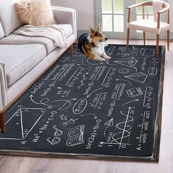 Mathematics Equations Area Rug 4x6 Washable Rug Non Slip Blackboard ...