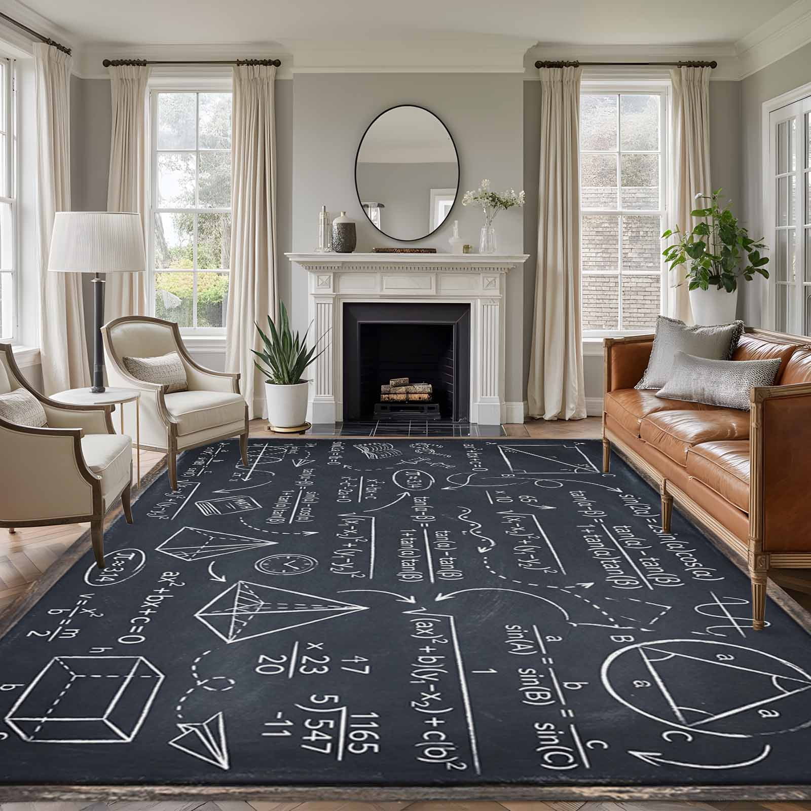 Mathematics Equations Area Rugs 5'x7', Small Throw Rugs for Laundry ...