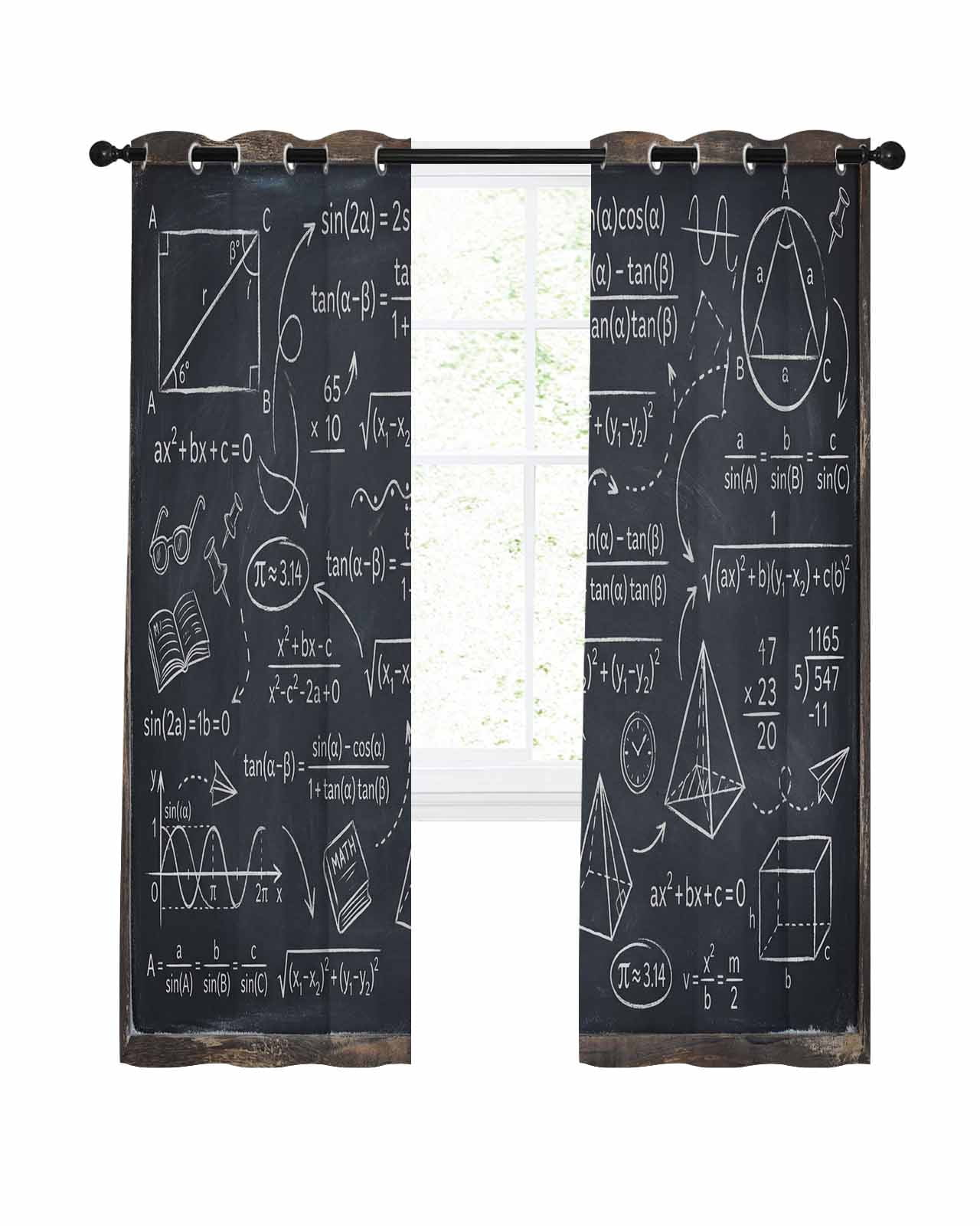 Mathematics Equations Blackout Curtains 84 Inches Length, Blackboard ...