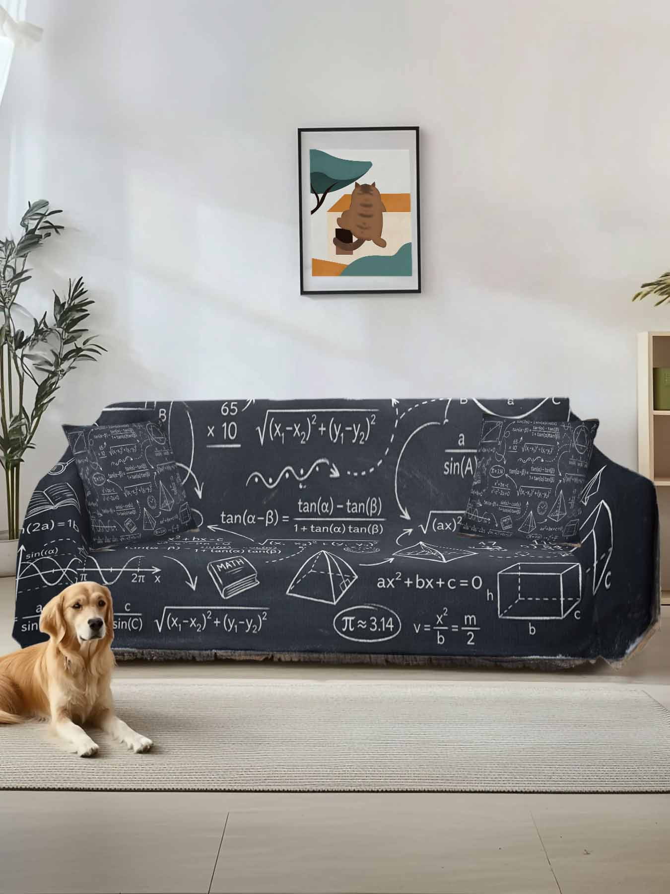 Mathematics Equations Couch Cover for 2 Cushion Sofa, Blackboard Math ...