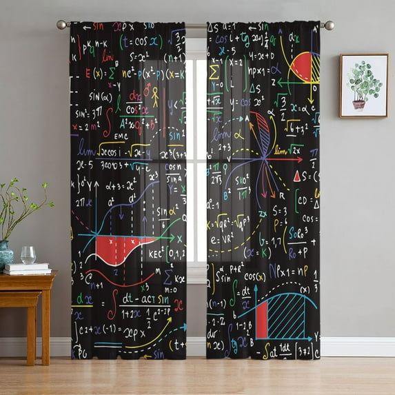 Mathematics Formula Chart Tulle Curtains for Living Room Bedroom ration ...