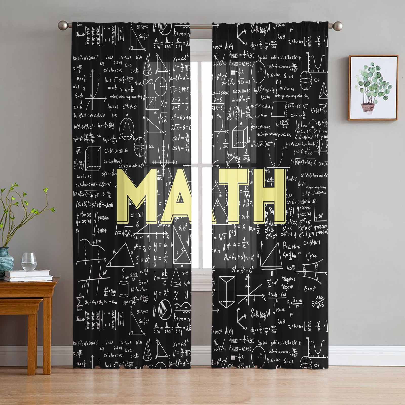 Mathematics Formulas Sheer Curtains 72 Inches Long 2 Panels Set, Window ...
